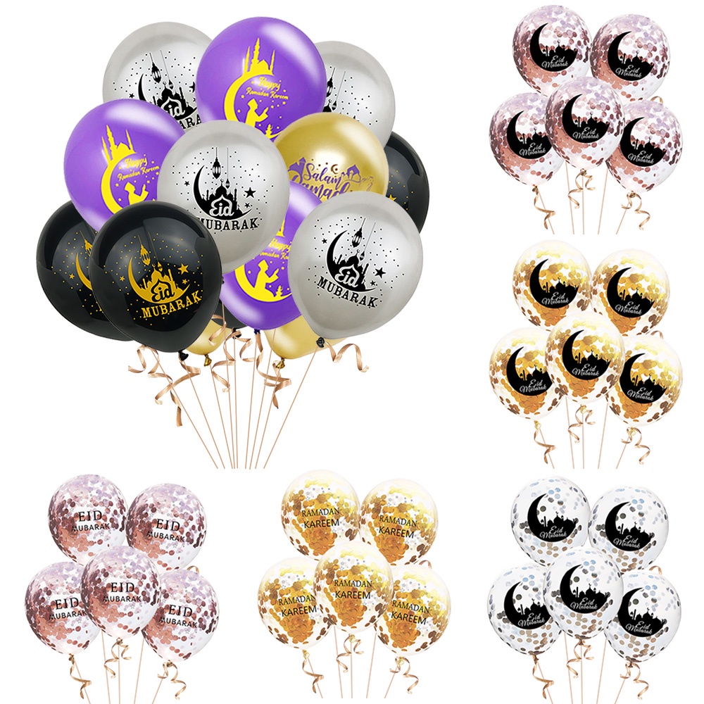 Eid Mubarak Balloon Ramadan Kareem Latex Ballon Islamic Muslim Confetti ...
