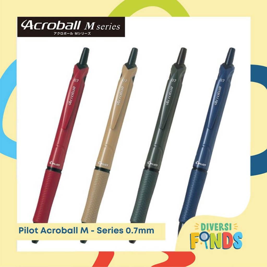 Pilot Acroball M-Series Fine Ball Pen - Burgundy, Camel, Navy, Khaki ...