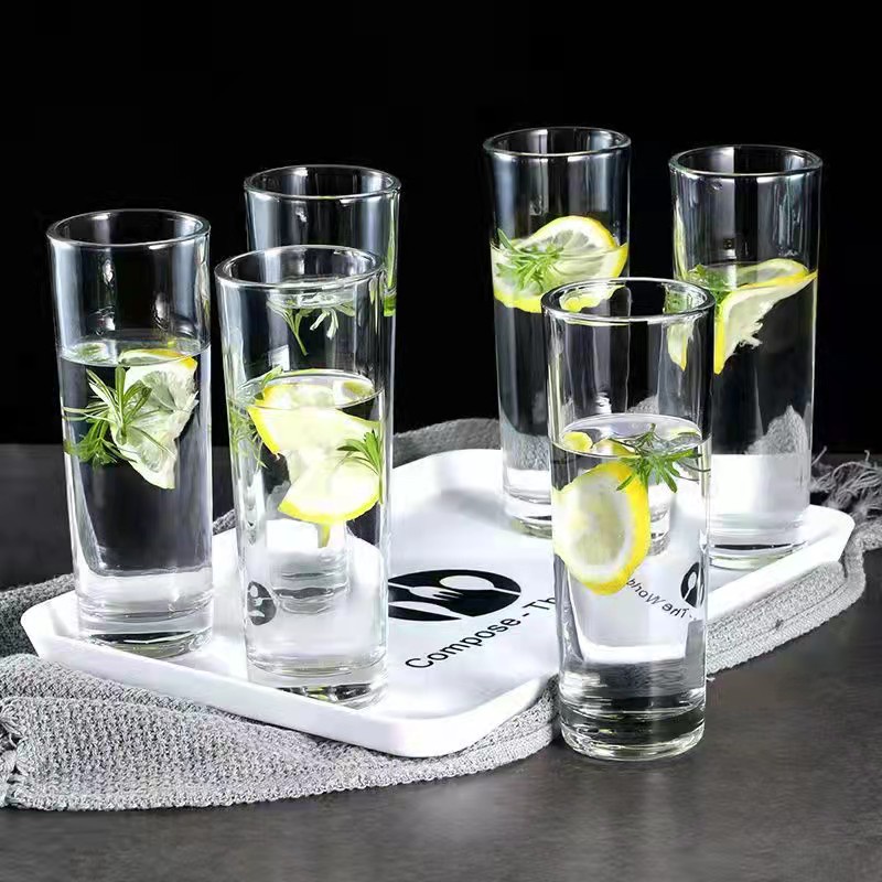 Cylindrical Transparent Drinking Glass Cup Household Water Glass Milk ...