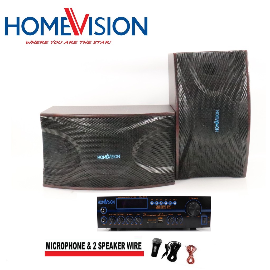 (COD)HOMEVISION HV- 880 Amplifier and Speaker Bundle Free Wired ...