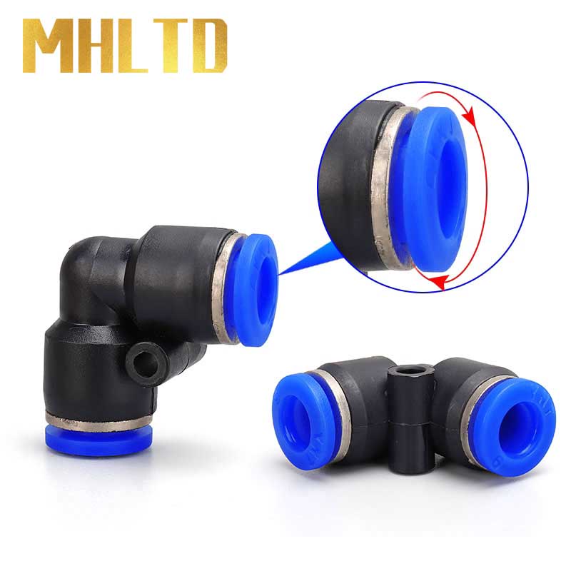 PV Pneumatic Fitting Elbow Union 4mm 6mm 8mm 10mm 12mm Air Hose Plastic ...
