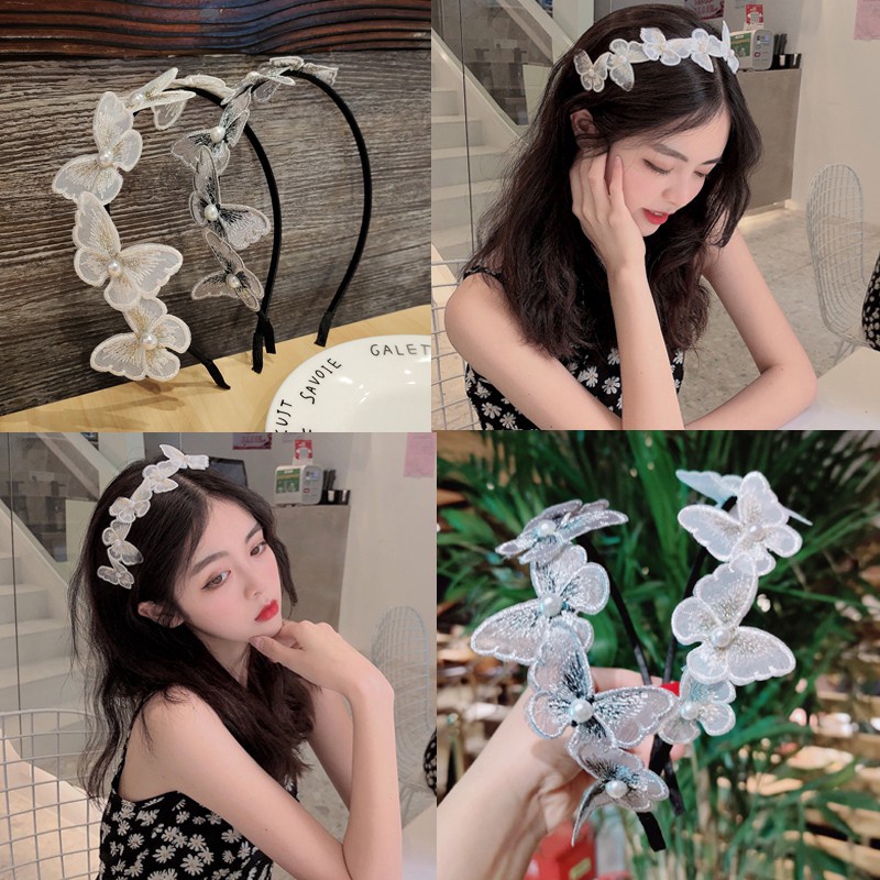Fresh Summer Mesh Yarn Butterfly Headband Women's Sweet and Cute INS ...