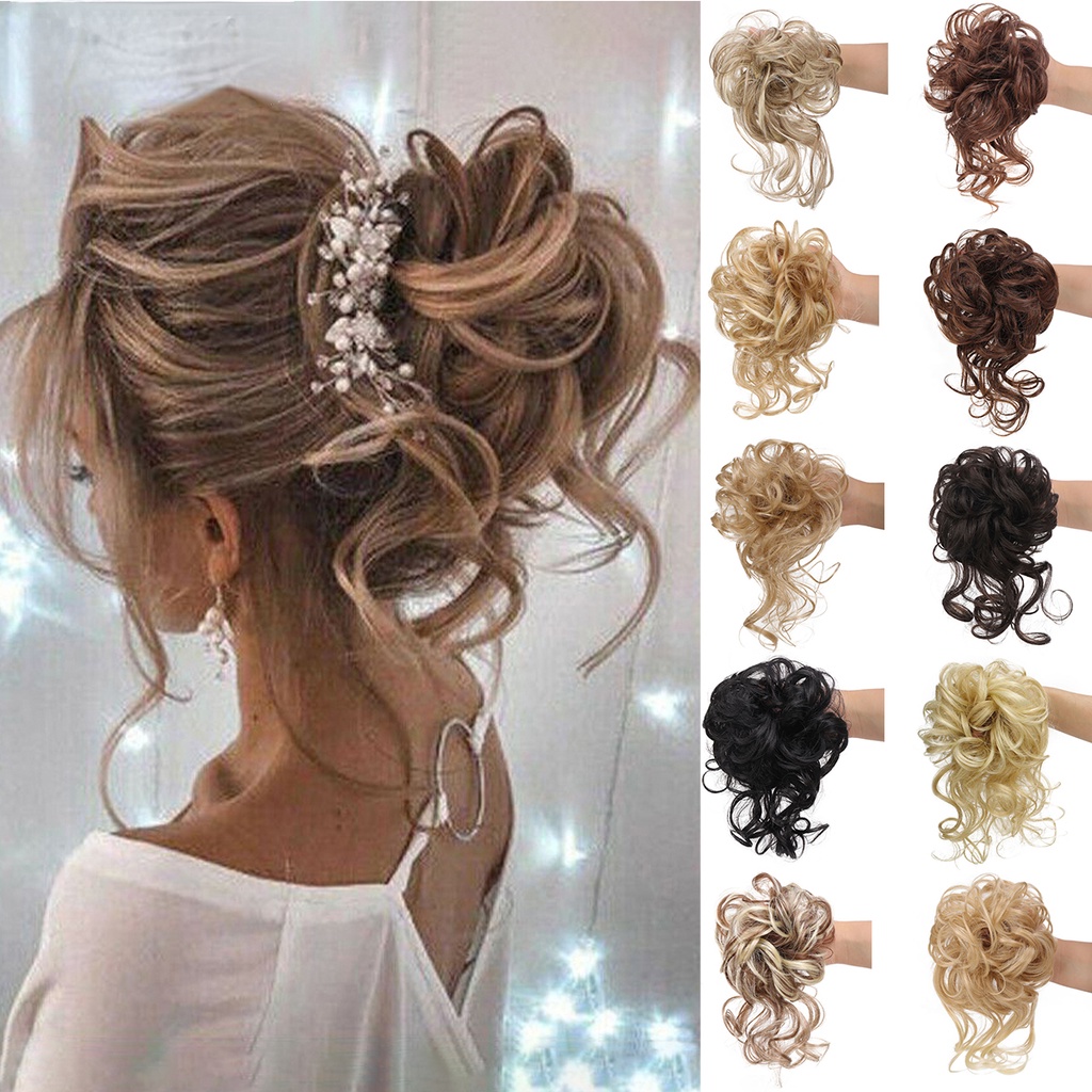 Synthetic Fake Hair Bun Extension Chignon Messy Curly Hair Pieces ...