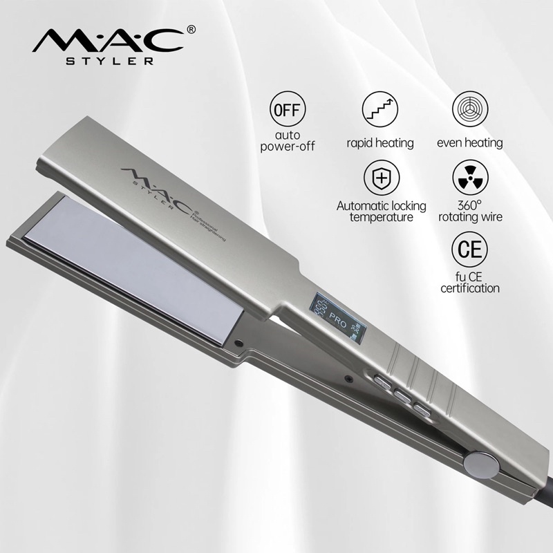 MAC IRON 5518 NO BACK JOB TITANIUM REBOND KERATIN IRON UP TO 450F with ...