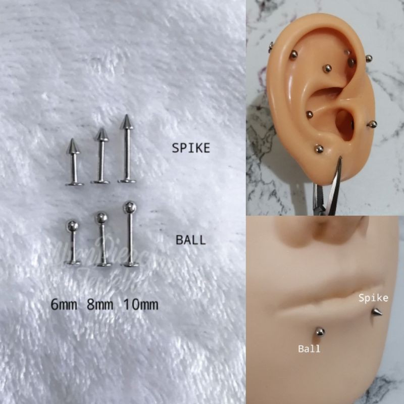 Basic Labret | Ball & Spike | Silver | Shopee Philippines
