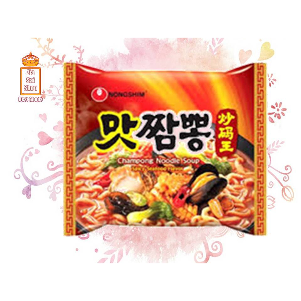 Champong noodle soup spicy Ramyeon Seafoods Korean Instant Noodles 130 ...