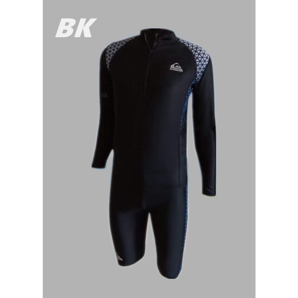 OP rash guard with zipper swimwear sunscreen long sleeved suit w/shorts ...