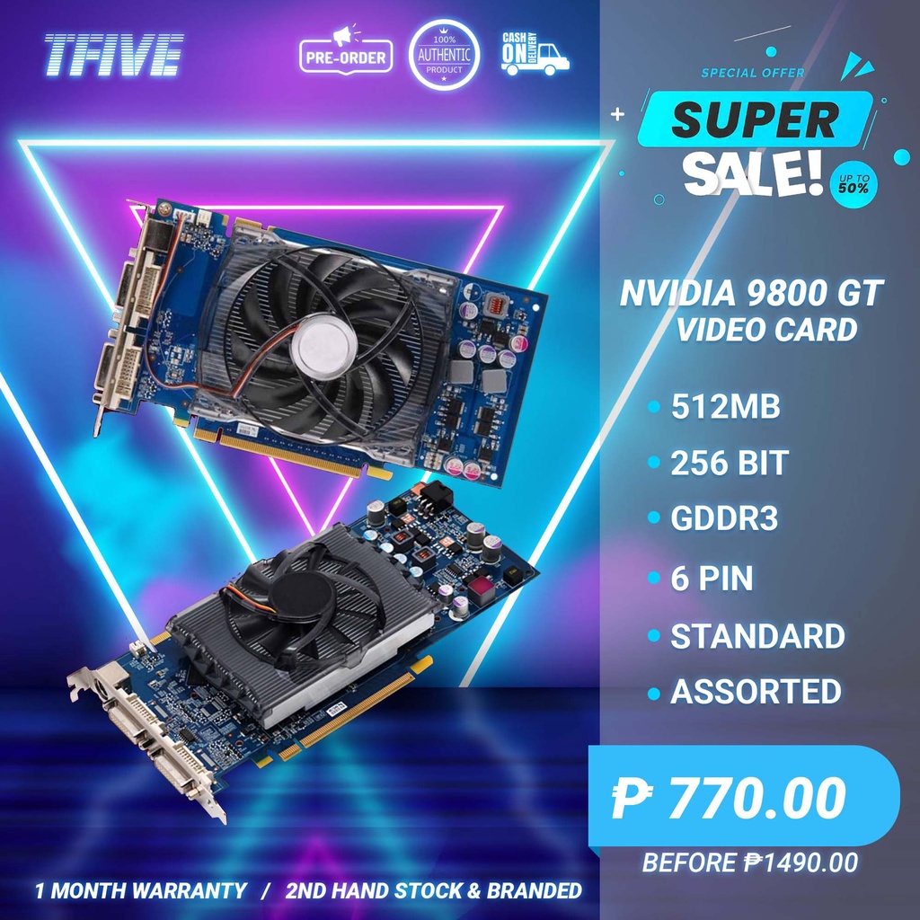 NVIDIA 9800GT 512MB 256BIT DDR3 ASSORTED GPU GRAPHIC CARD | Shopee ...