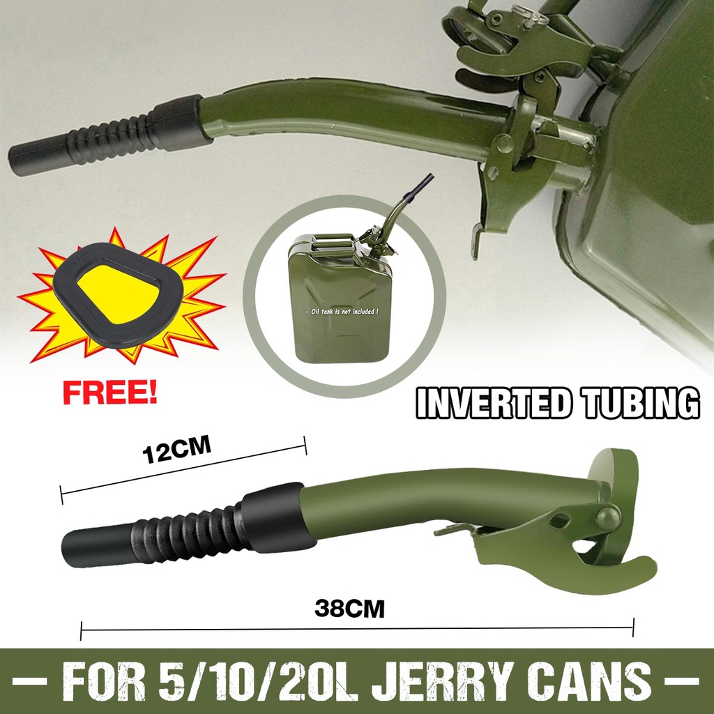 38cm Metal Jerry Can Spout Rubber Nozzle Fits Standard 5L- 20L durable ...