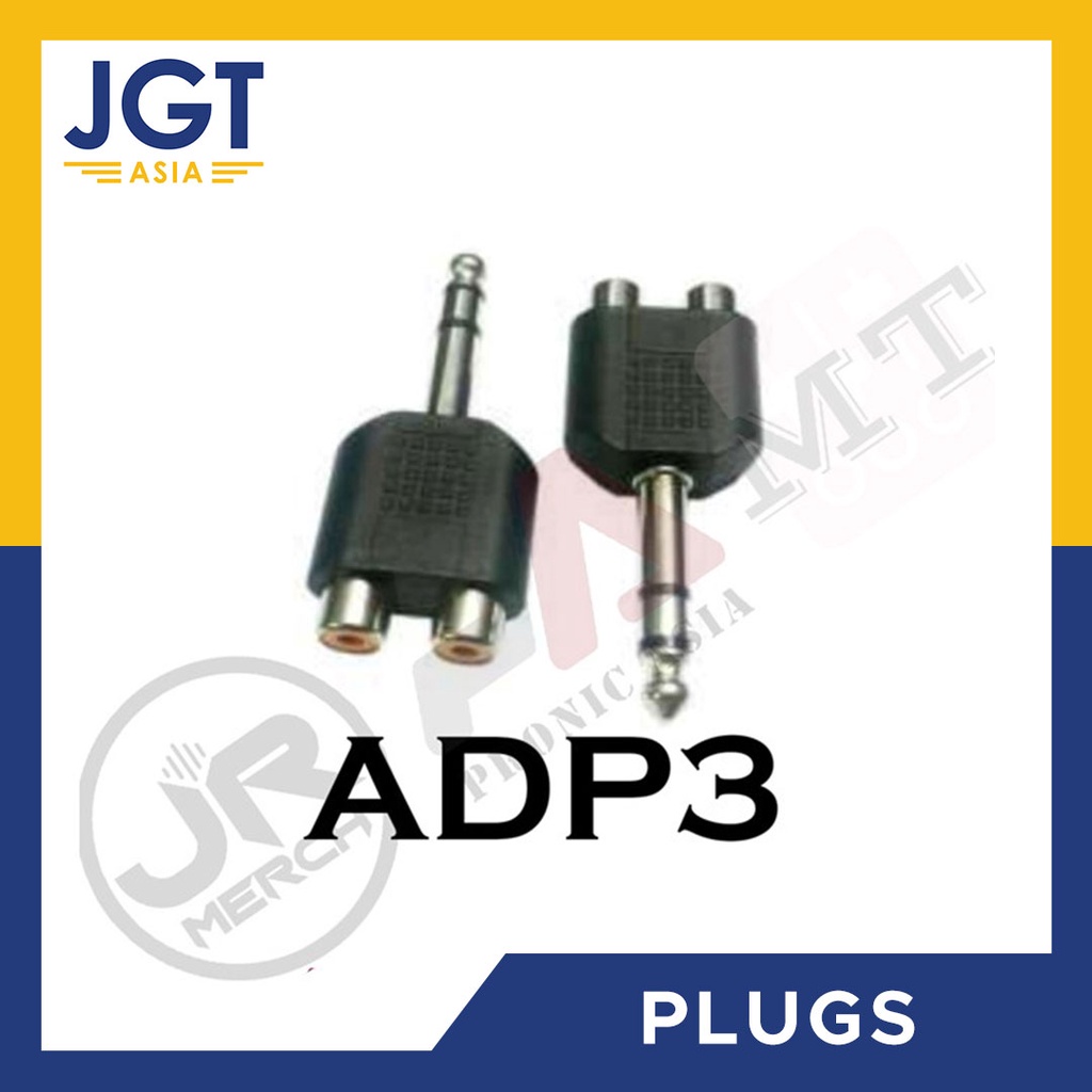 [JGT] 2pcs (ADP3) PL Stereo 6.35mm Plug to 2 RCA Jack Adaptor Adapter ...