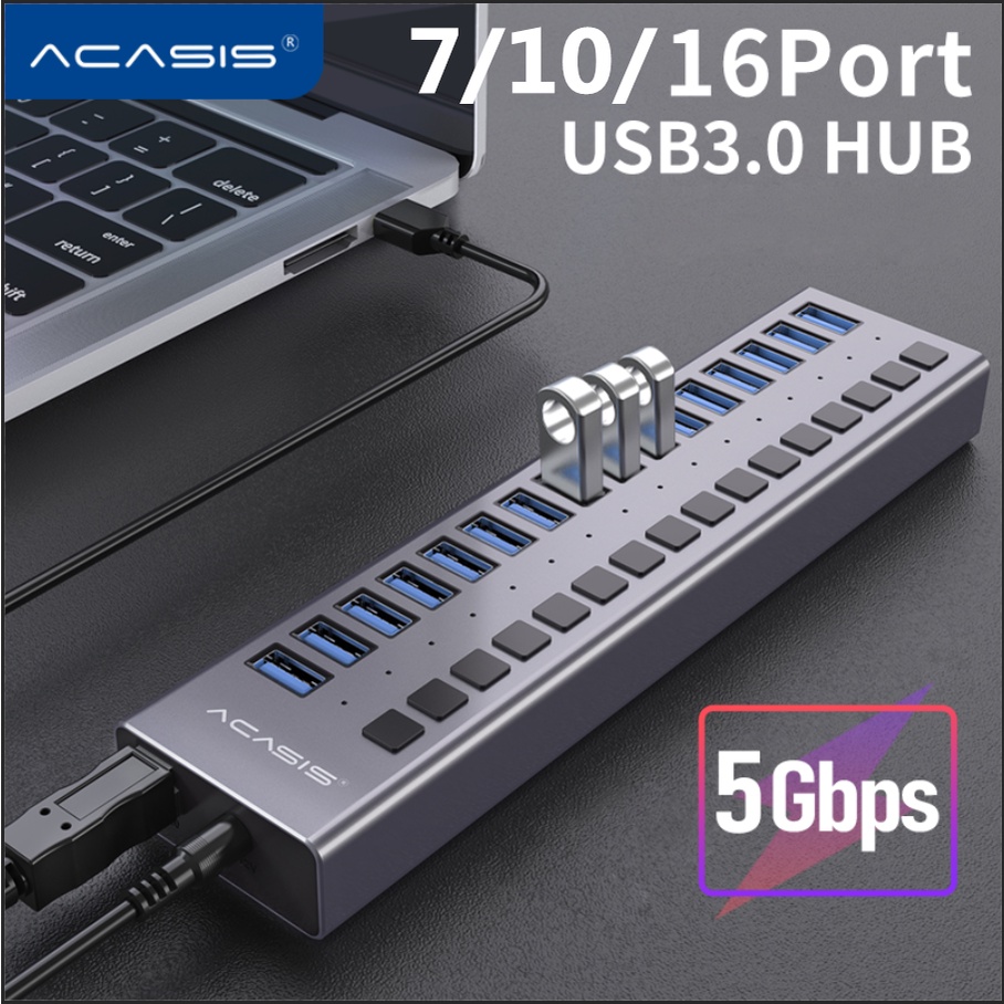 ACASIS 16 Ports Powered USB 3.0 Hub Data Hub with Individual On/Off ...