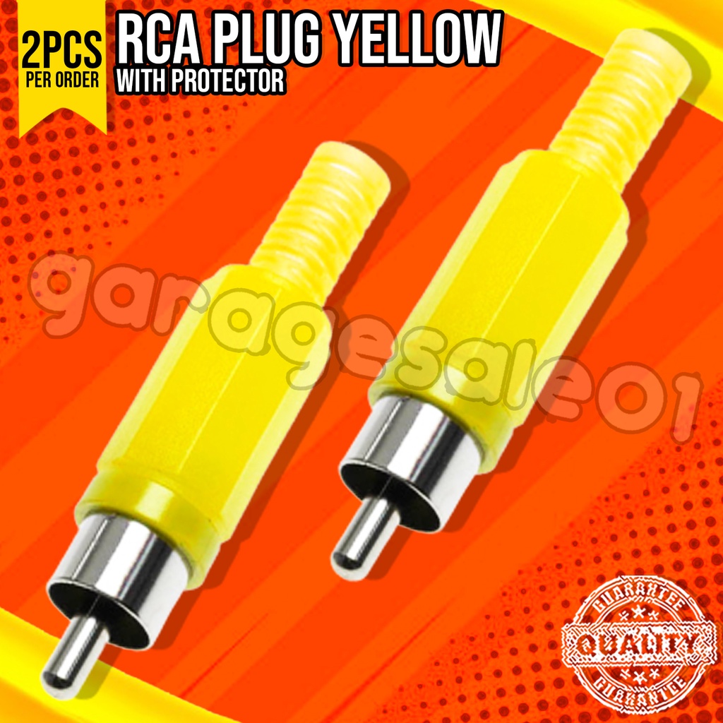 GS 2PCS Yellow RCA Plug with Protector – Video Connector Set for TV ...