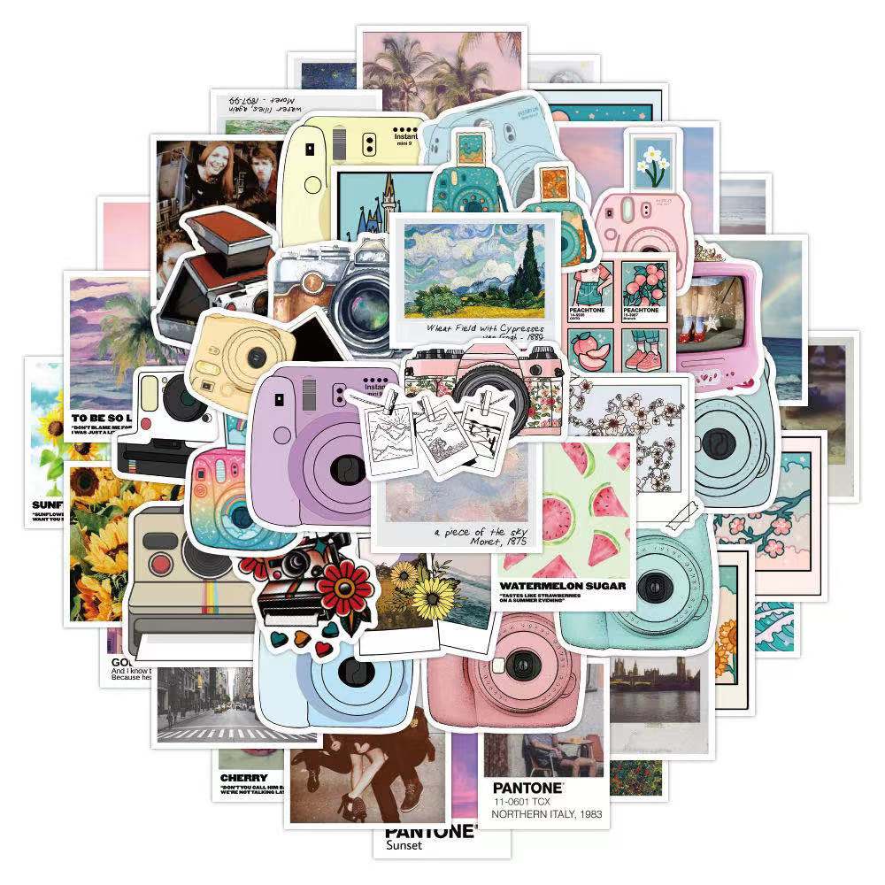 xs420-50pcs Aesthetic Camera Print Images ins waterproof sticker ...