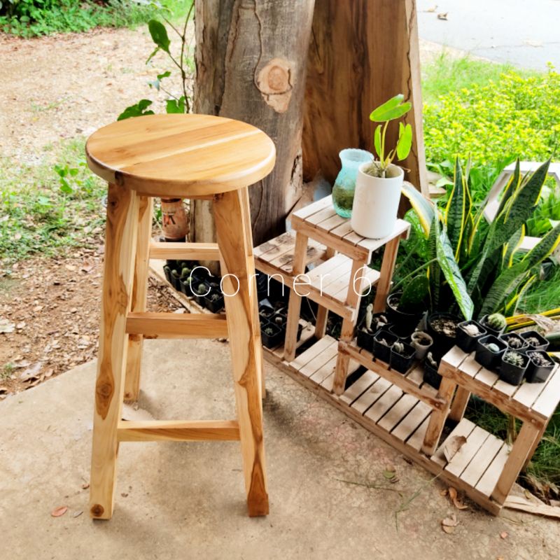 Stool Made Of Teak Wood Height 80 cm. | Shopee Philippines