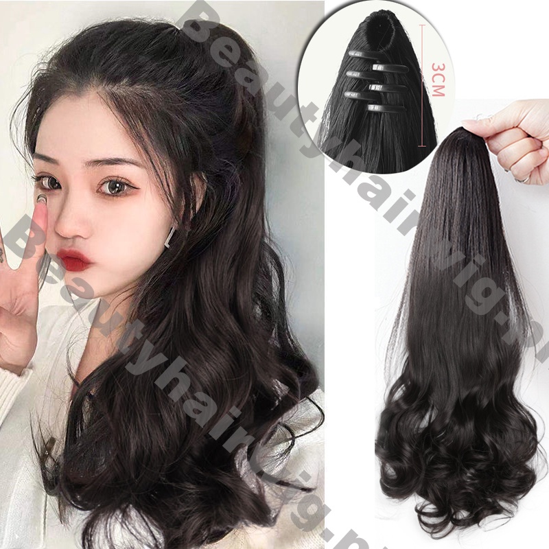 Long Curly Hair Extension Wig HairPiece Wig Claw Clip Ponytail ...