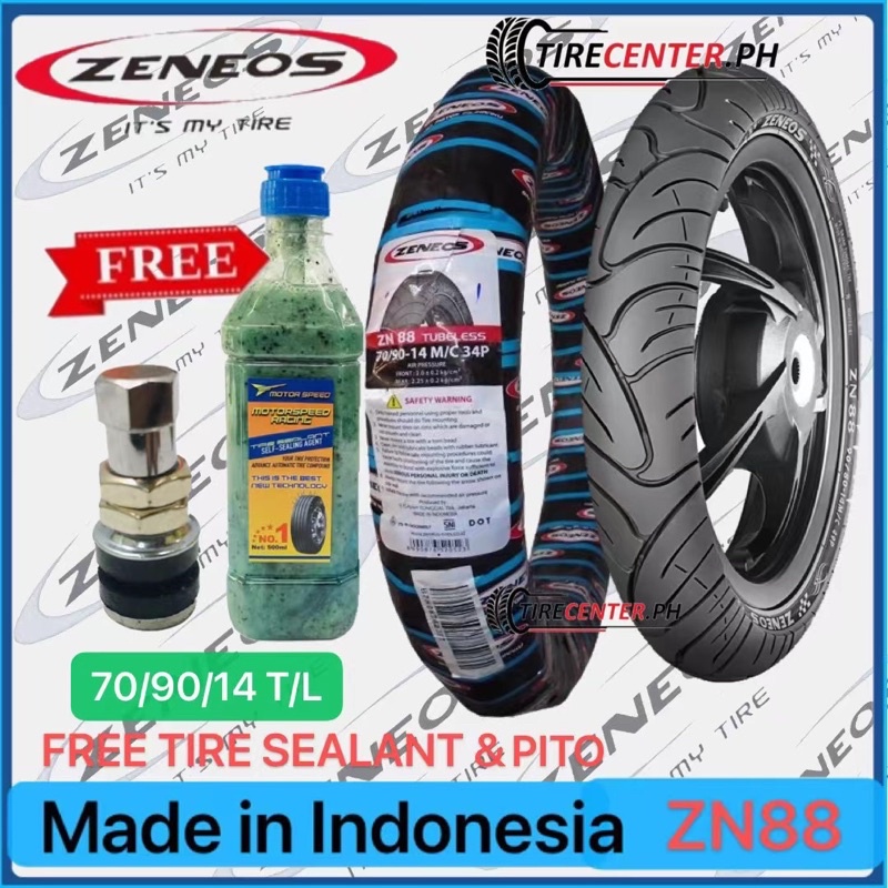 ZENEOS ZN88 MOTORCYCLE FREE TIRE SEALANT & PITI TIRE GULONG TUBELESS 70 ...