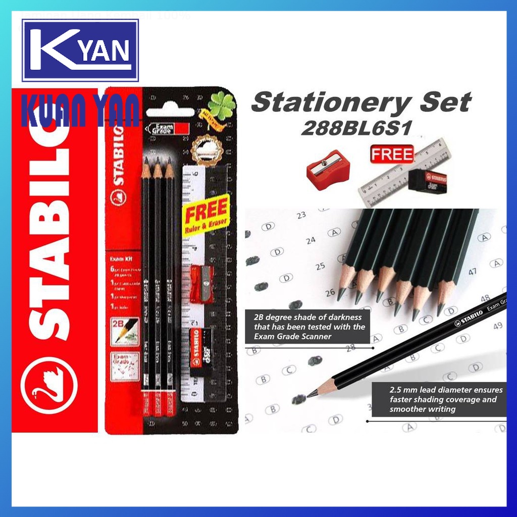 STABILO Exam Grade 2B Pencil Set/Exam Set/Blister Pack 6 In 1 - (1's ...