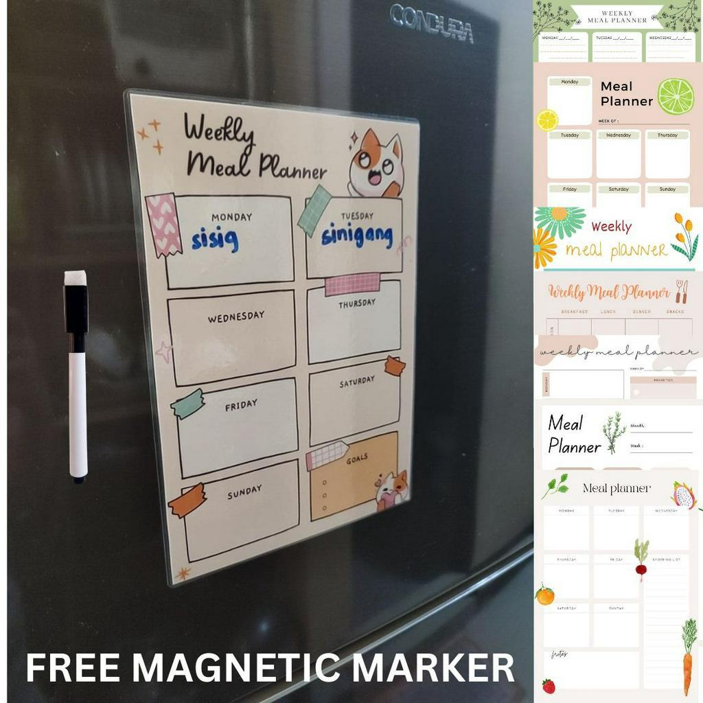 Meal Planner Magnetic Board Ref Laminated A4 Erasable Refrigerator ...