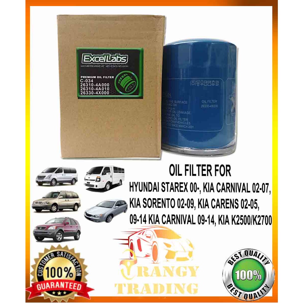 EXCELLABS OIL FILTER for Hyundai starex, kia carnival, sorento, carens ...