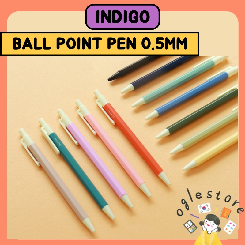 Indigo Prism Ball Point Pen Korean Pen 0.5mm Black Ink Ultra Low ...