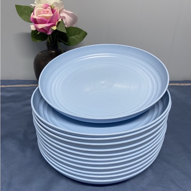 6/12pcs (23cm) Wheat Fiber Dinner Plate Round-shaped Dish Meat Steak ...