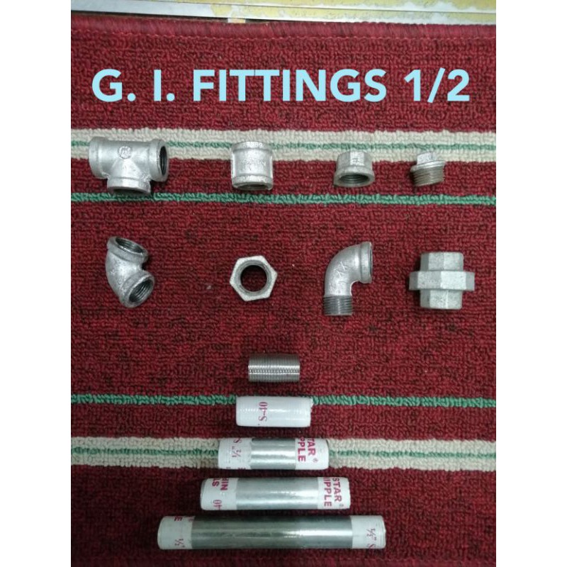 GI Fittings 1/2 (elbow, coupling, cap, plug, tee, nipple, bushing ...