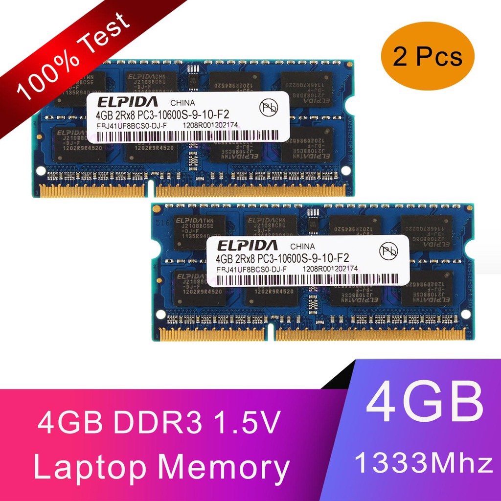For Elpida 8GB 2PCS 4GB 4G 2Rx8 PC3-10600 DDR3 1333Mhz Memory RAM ...