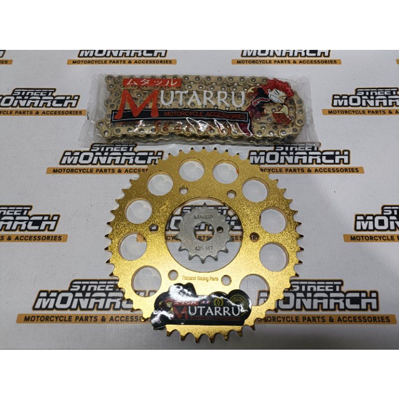 MUTARRU HEAVY DUTY STEEL GOLD CHAIN SET THAILAND FOR SNIPER 150 / 155 ...