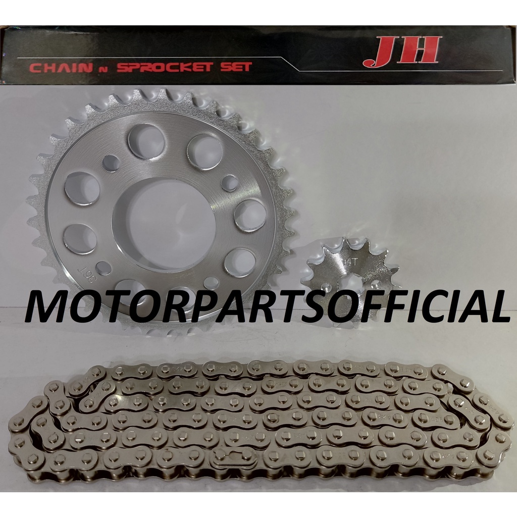 CHAIN & SPROCKET SET CHROME [XRM,RAIDER,DASH,ALPHA,EURO,RS125,TRINITY ...