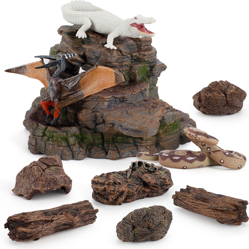 Simulation Desktop Scene Stone Tree Stump Small Ornaments Animal ...