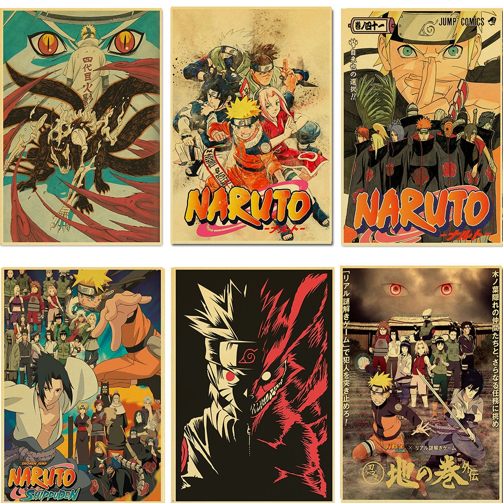 Vintage Naruto Anime Poster Piece Bar Cafe Home Decor wall poster Art ...