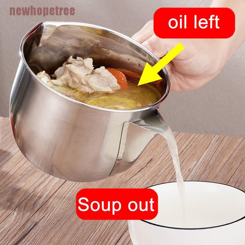 NTPH Stainless Steel Gravy Oil Soup Fat Separator Grease Oiler Filter ...