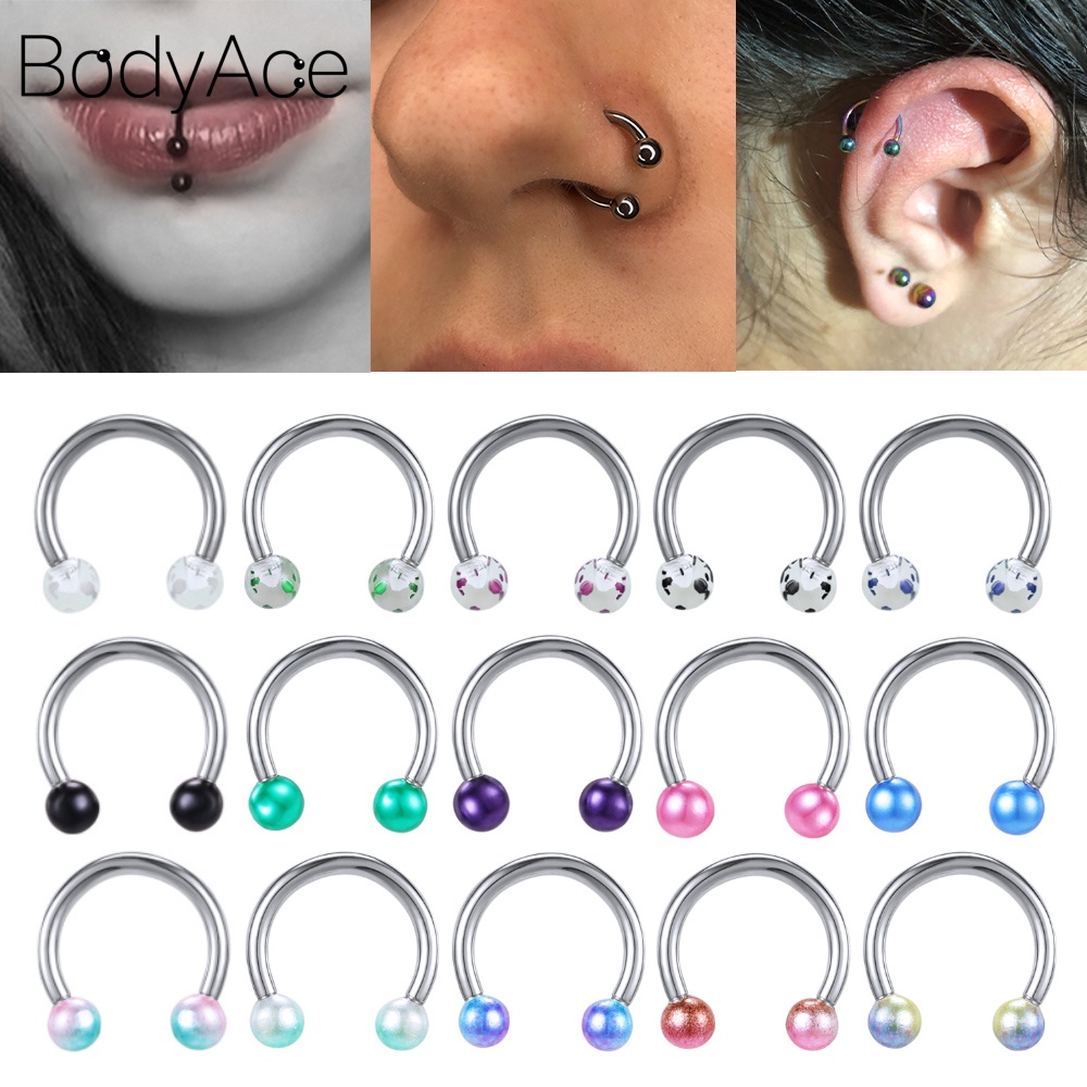 Bodyace 1 PC Acrylic Ball Nose Septum Rings Ear Tragus Cartilage ...