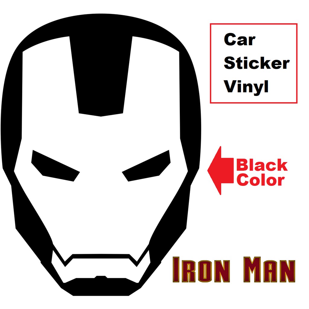 Iron Man Car Sticker Vinyl Size color BLACK/BLUE/WHITE/GREY/GREEN ...