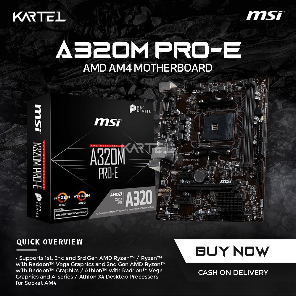 MSi A320M PRO-E Motherboard Socket AM4 DDR4 | Shopee Philippines