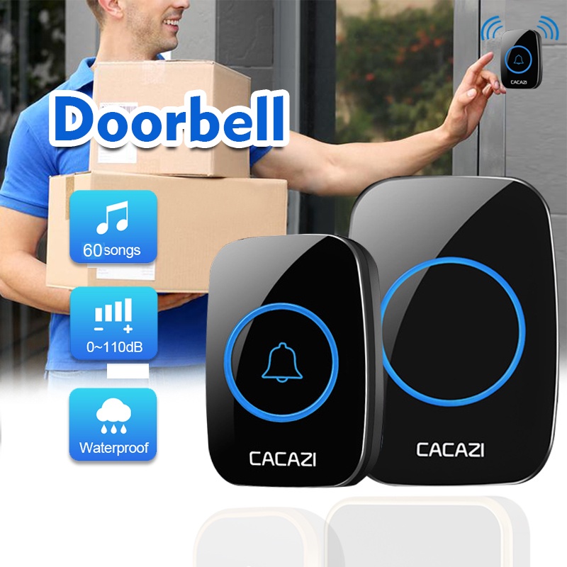 Intelligent Wireless Doorbell IP44 Waterproof 300M Range LED Door Bells ...