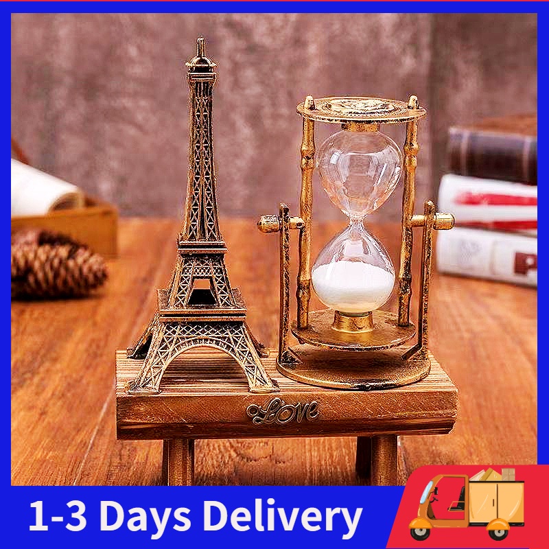 Paris Eiffel Tower Hourglass Timer Ornament European Retro Tower Hour ...
