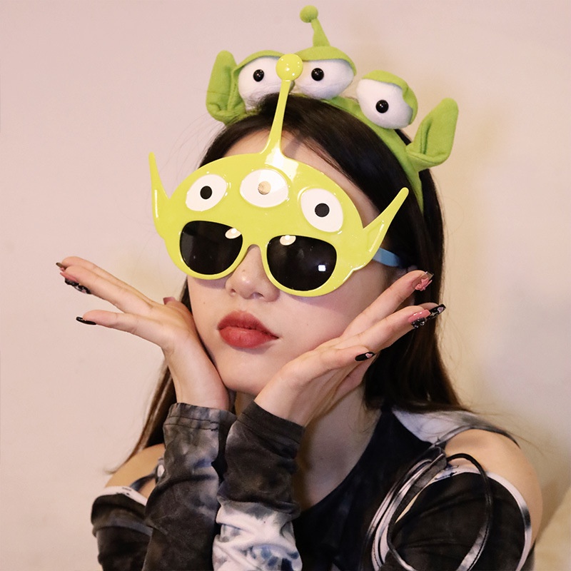 Halloween Plush Headband Cute Cartoon Mask Three-Eyed Shrek Glasses ...