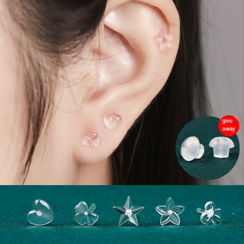Transparent Ear Stud Resin Student Invisible Mini Plastic Earring ...