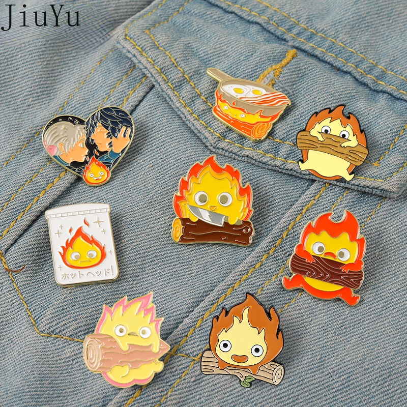 Calcifer Enamel Pin Fire Elf Japanese Anime Brooches Anime Brooch Lapel ...