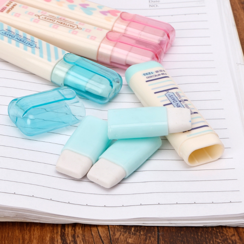 love*Cute Kawaii Heart Flower Rubber Erasers Lovely Stripe Pencil ...