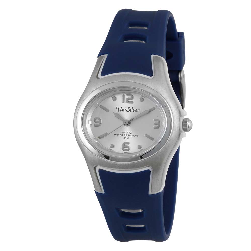 UniSilver TIME LODESTAR Women's Small Analog Silver/Dark Blue Rubber ...