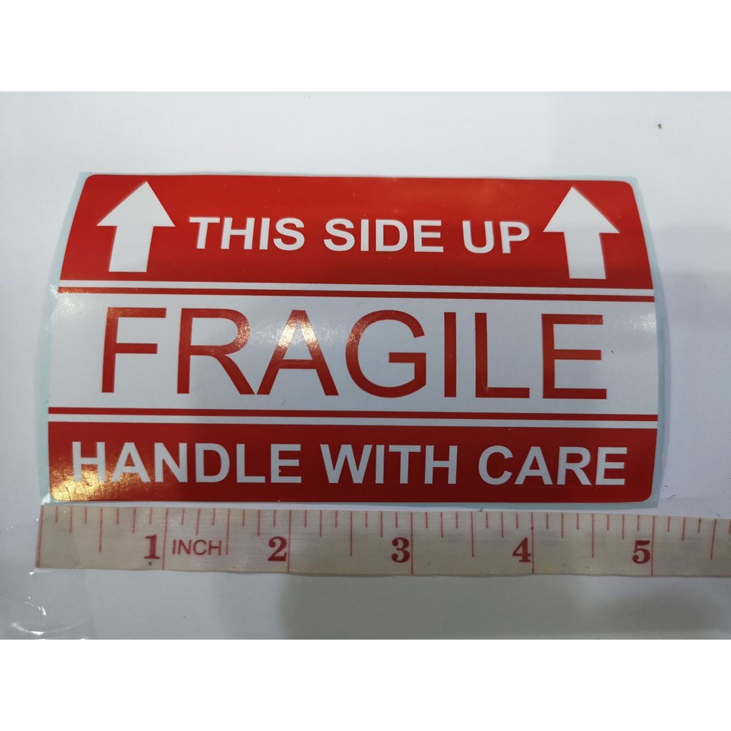 FRAGILE sticker 3"x5" with this side up 50 pcs | Shopee Philippines
