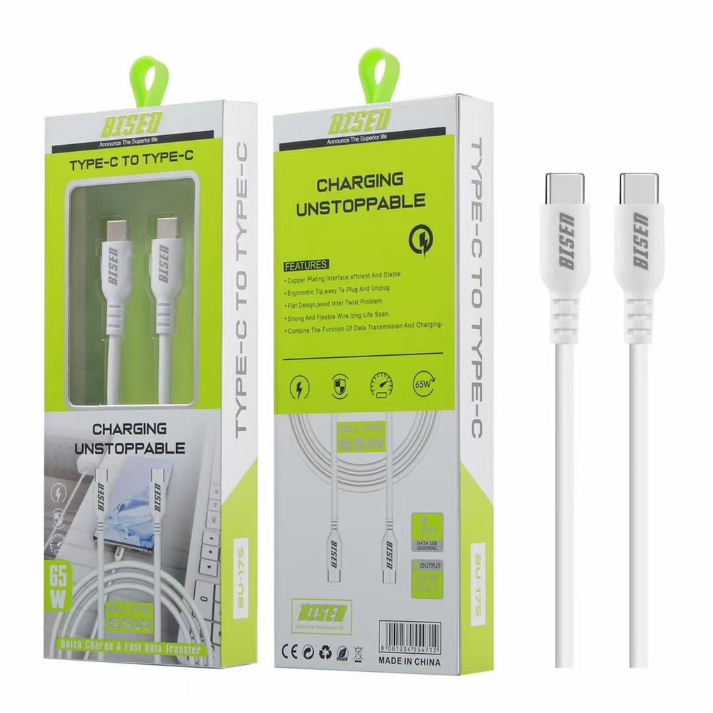 BISEN BU175 USB-C Cord Type C To Type C 65W Fast Charging Android Quick ...