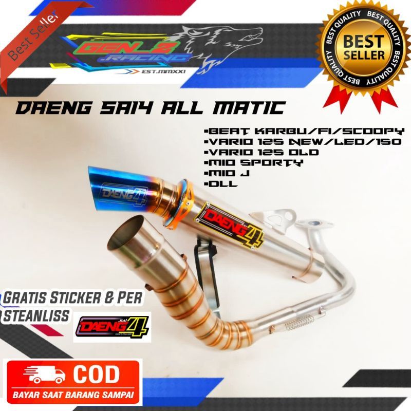 Exhaust daeng 4 beat fi Carburetor stret Griller Click 150/125 | Shopee ...