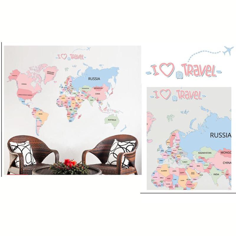 1pc World Map Sticker Colorful Map Travel Map Continent Map World Map ...