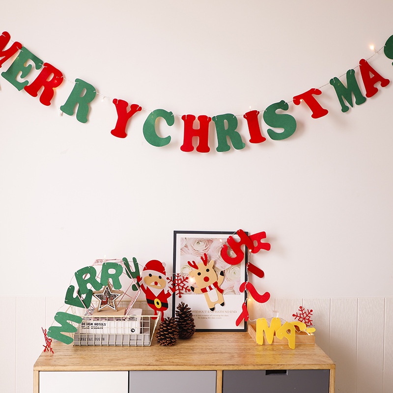 Christmas Household Hanging Banners Santa Claus Banner Snowman Elk Flag ...