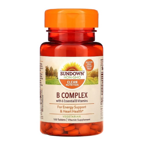 Sundown Naturals, B-Complex with 6 Essentials B Vitamins, 100 Tablets ...