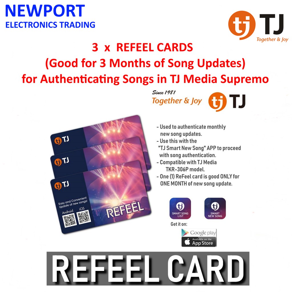 TJ Media Refeel Cards for Authenticating Songs in TJ Media Supremo (3 ...