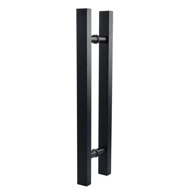 Heavy duty stainless steel frosted black push pull door handle glass ...